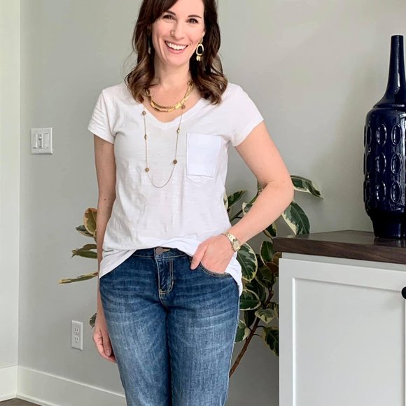 CAbi | Tops | Cabi 5747 Fold Pocket Tee White Spring 220 Large Euc ...